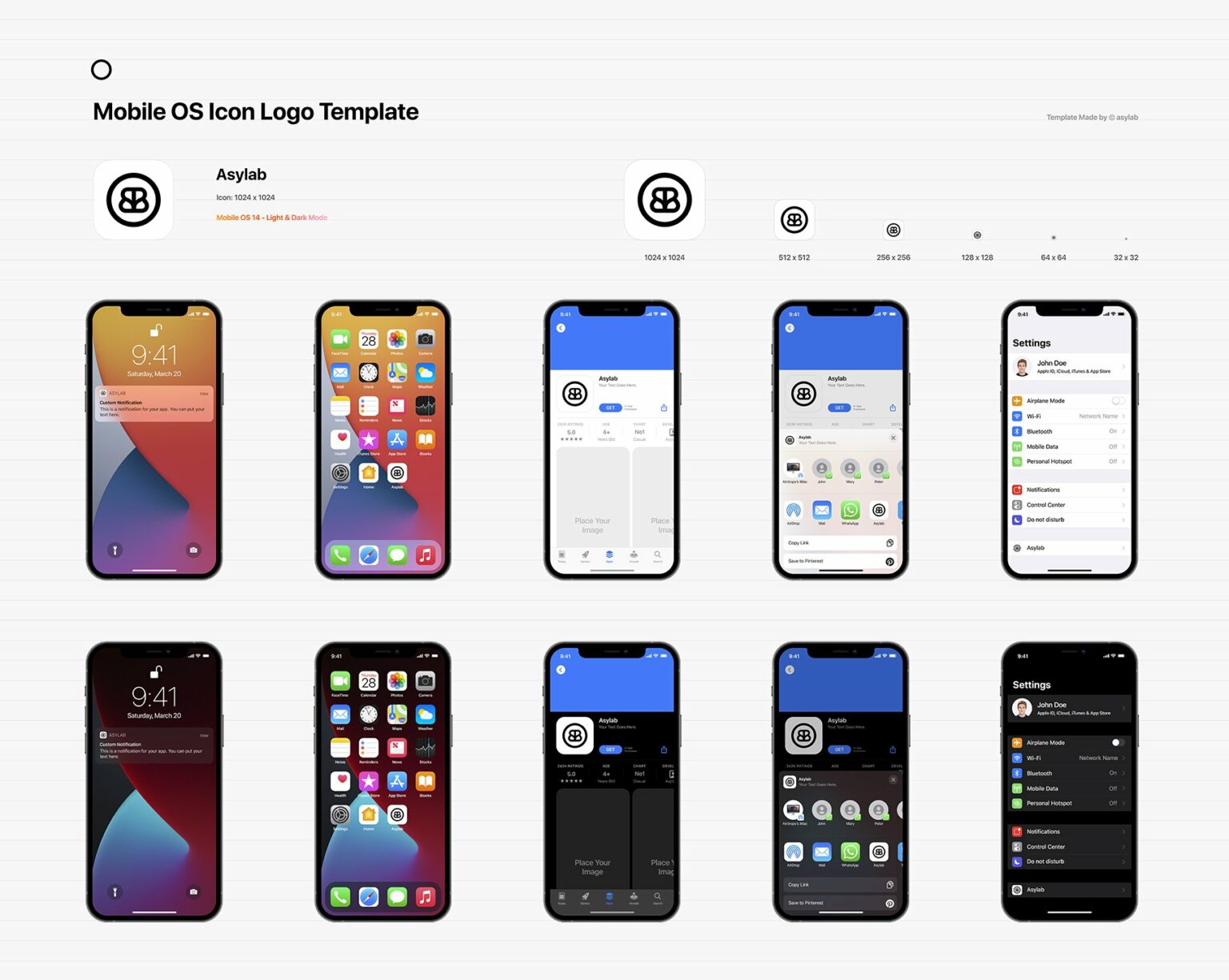 Mobile OS Icon Template Mockup - PSD – MasterBundles