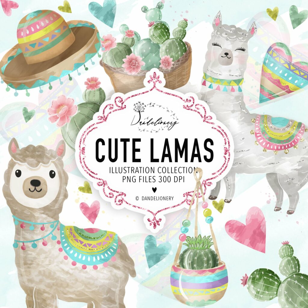 -50% Cute Llamas design – MasterBundles