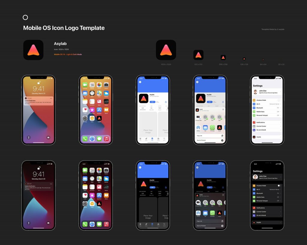 Mobile OS Icon Template Mockup - PSD – MasterBundles