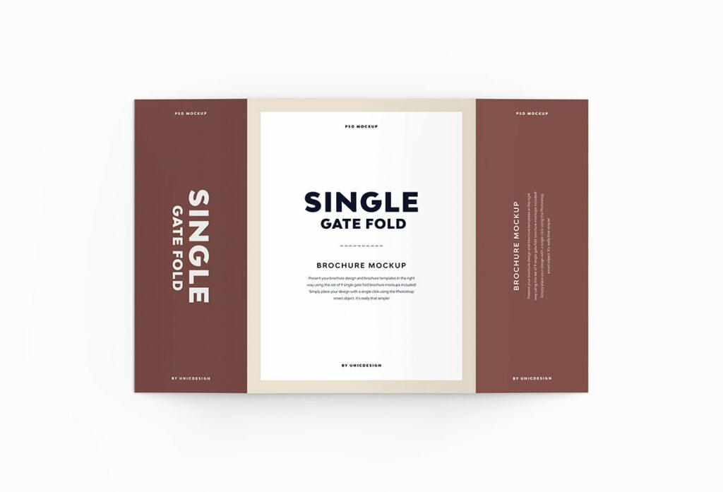 Single Gate Fold Brochure Mockup – MasterBundles