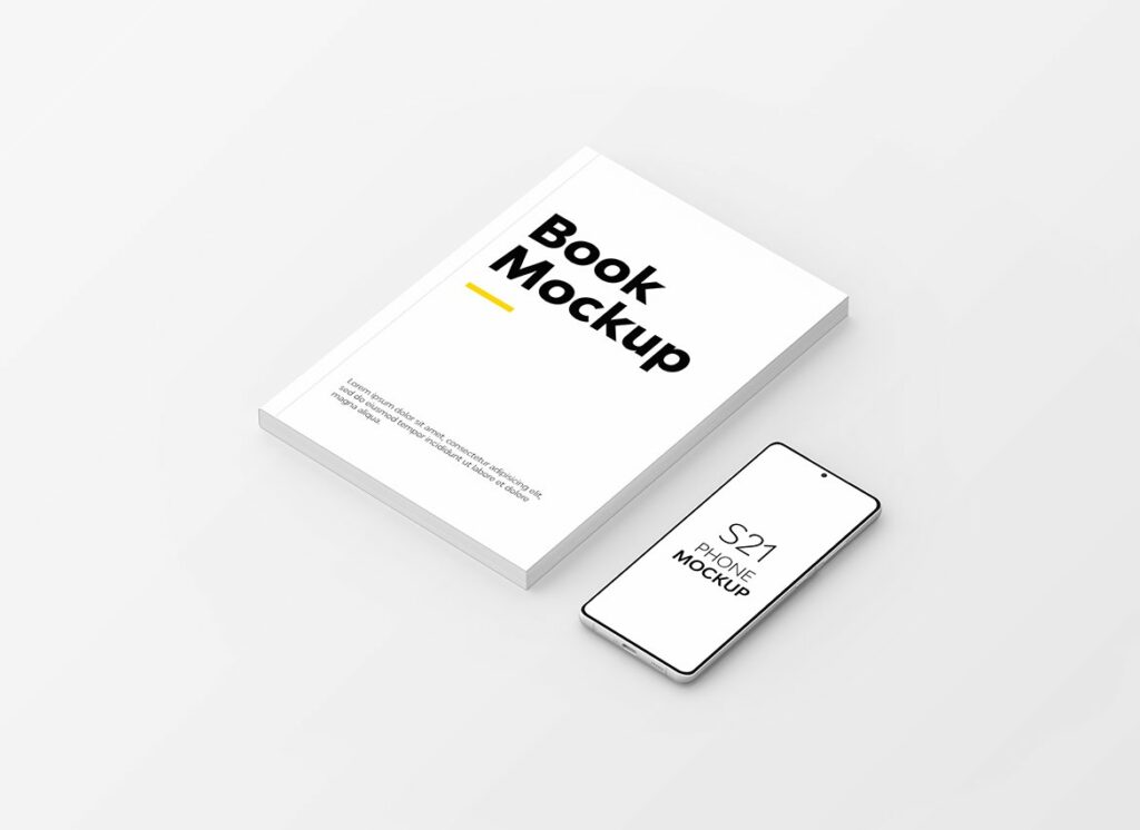 Book & S21 Phone Mockup – MasterBundles