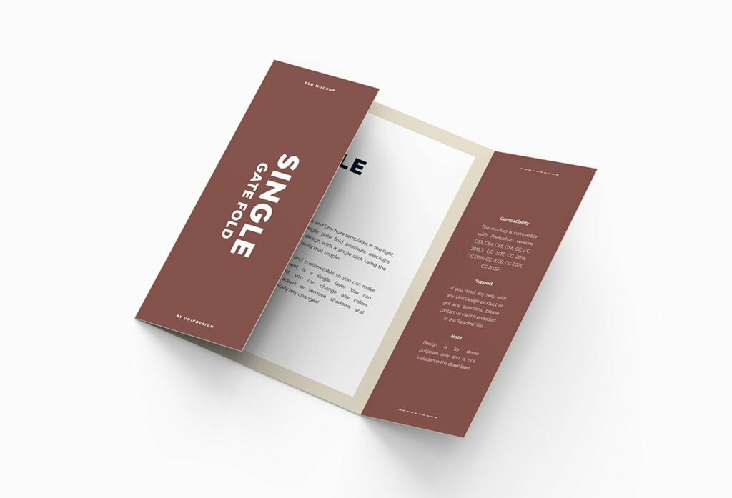 Single Gate Fold Brochure Mockup – MasterBundles