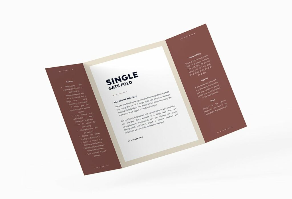 Single Gate Fold Brochure Mockup – MasterBundles