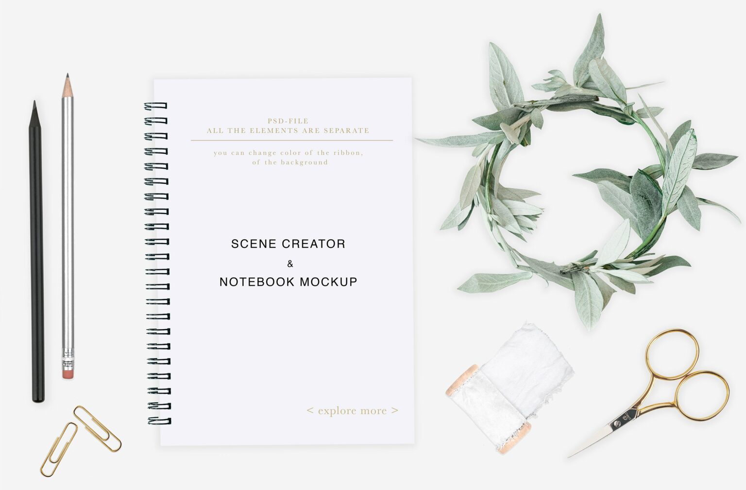 CUSTOM SCENE. NOTEBOOK MOCKUP – MasterBundles
