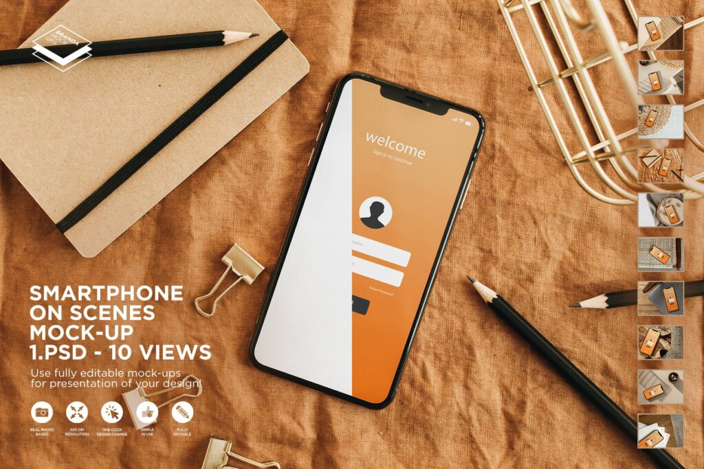 Smartphone on Scenes Mock-up – MasterBundles