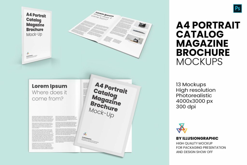 A4 Portrait Magazine Brochure Mockup – MasterBundles