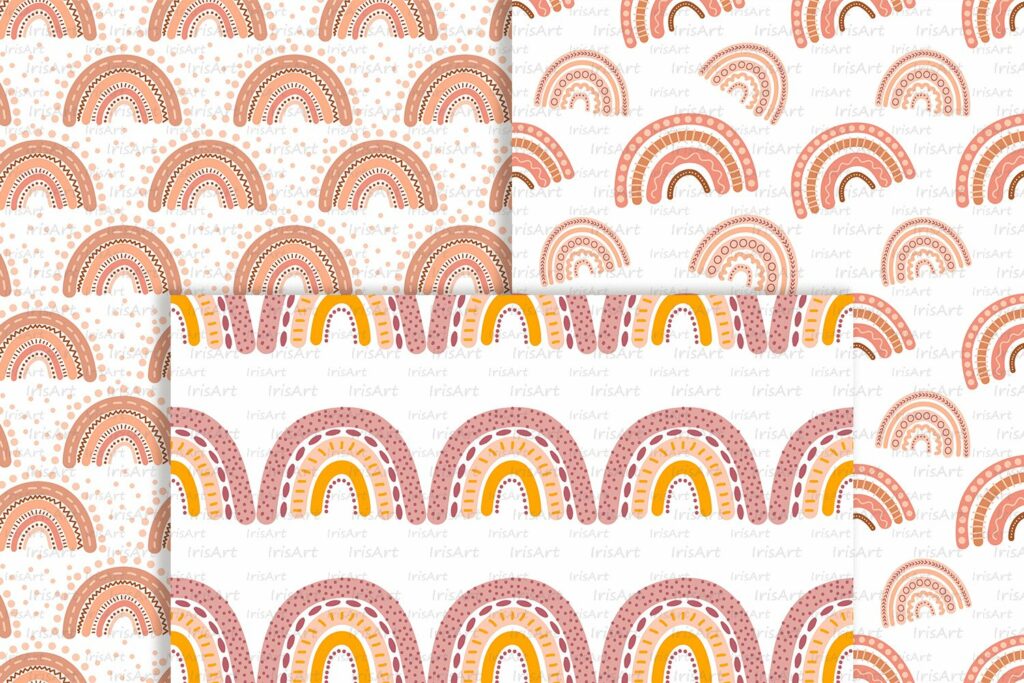 Boho Rainbow Clipart & Patterns – MasterBundles