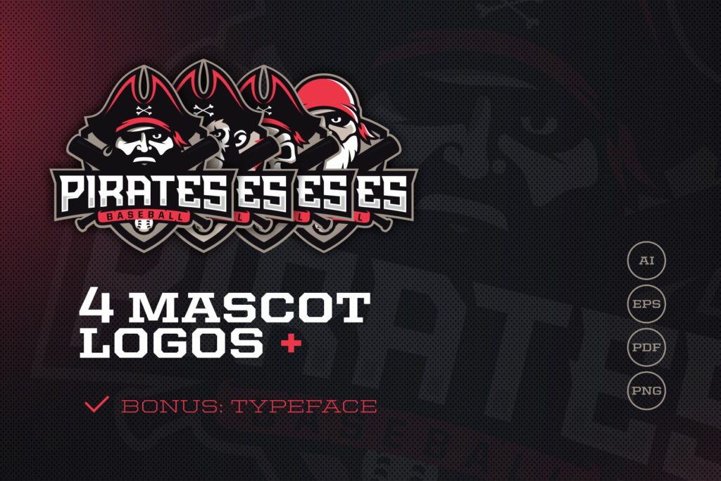 4 Logos With Pirates + Typeface – MasterBundles