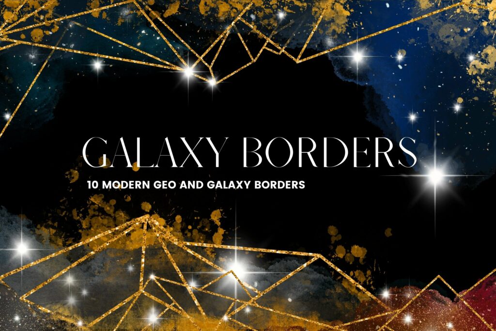 Galaxy and Gold Glitter Geo Borders – MasterBundles