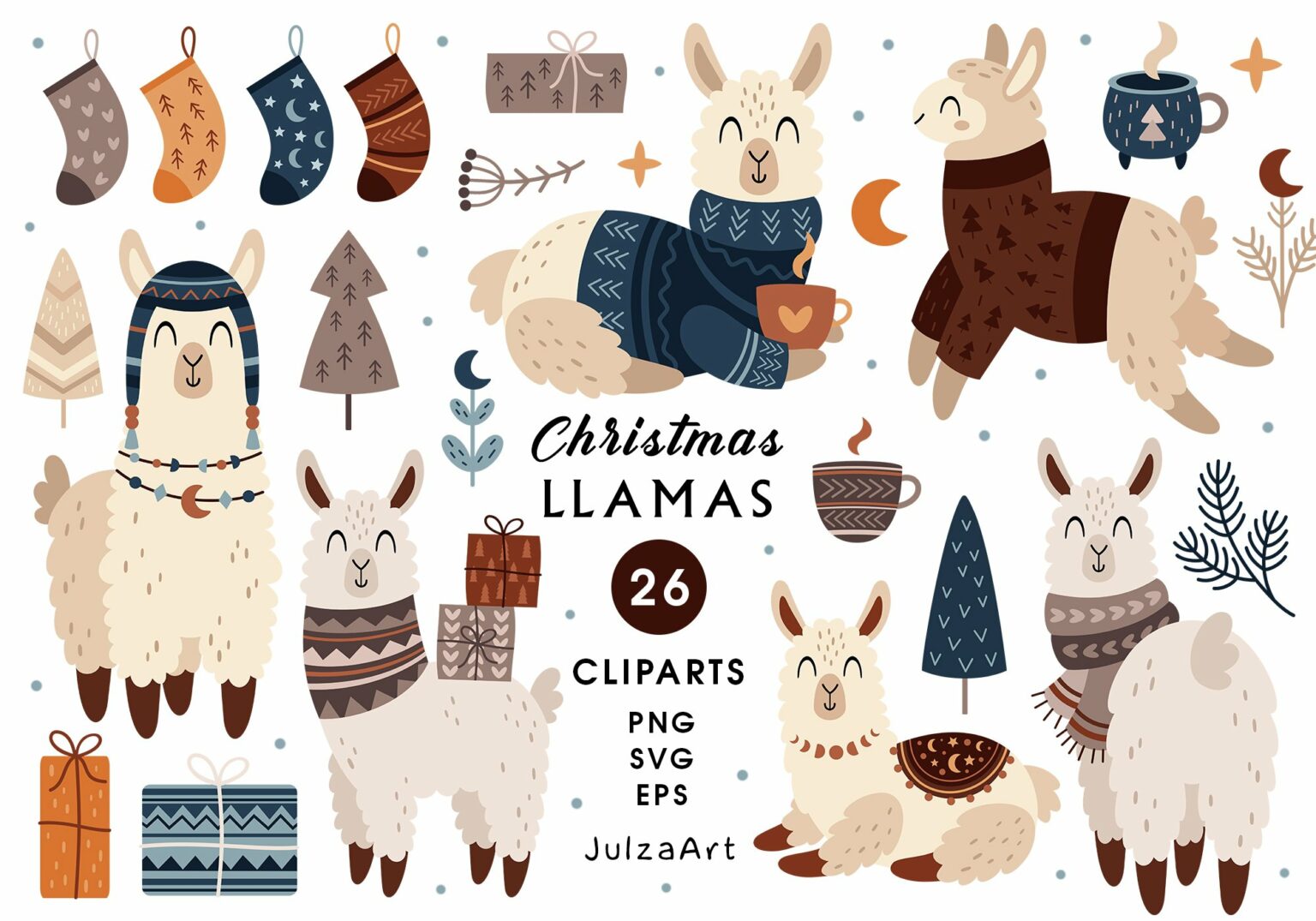 Christmas llama clipart – MasterBundles