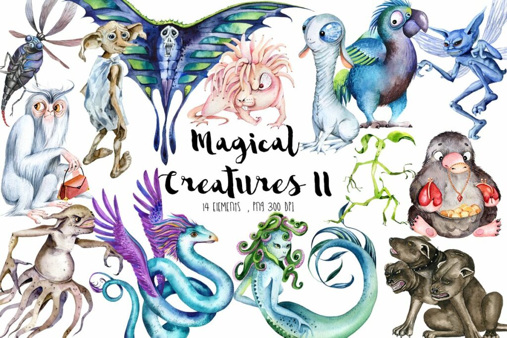 Magical Creatures, Halloween clipart – MasterBundles