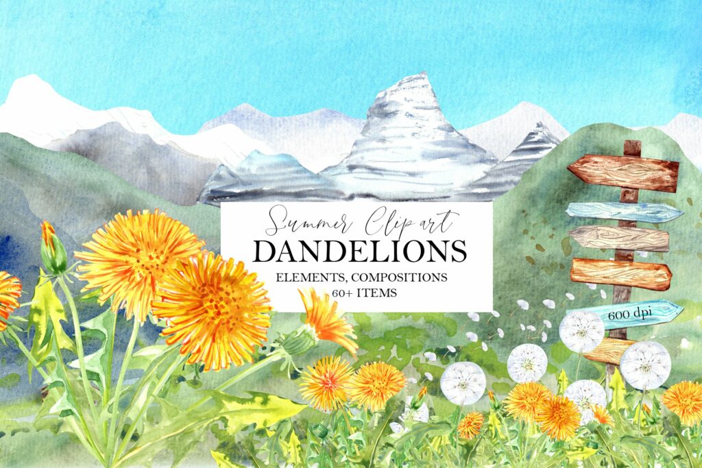 Watercolor Dandelions – MasterBundles