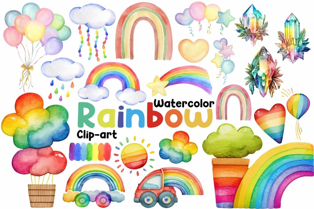 Watercolor Rainbow Clipart – MasterBundles