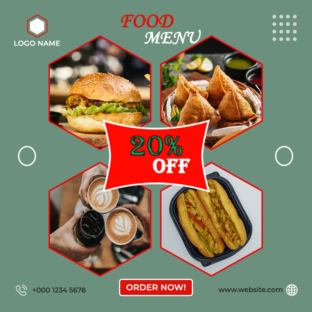 3 Food Menu Social Media Instagram Templates - MasterBundles