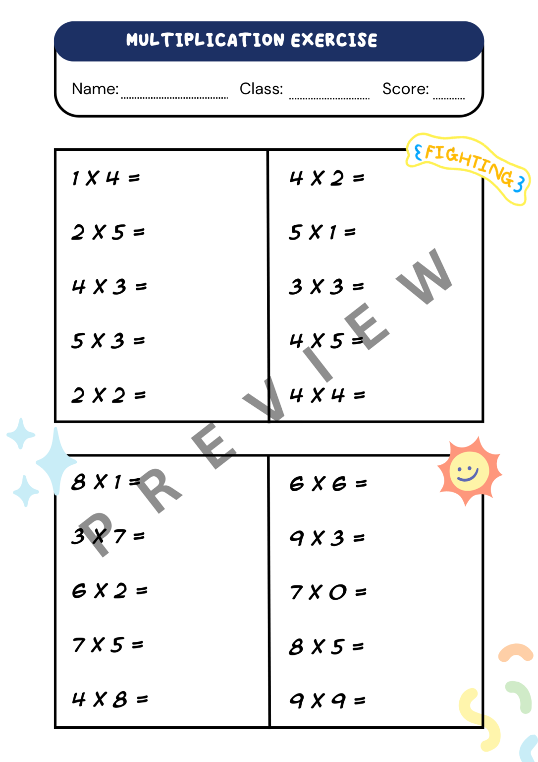 Multiplication Table + Exercises for Students! - MasterBundles