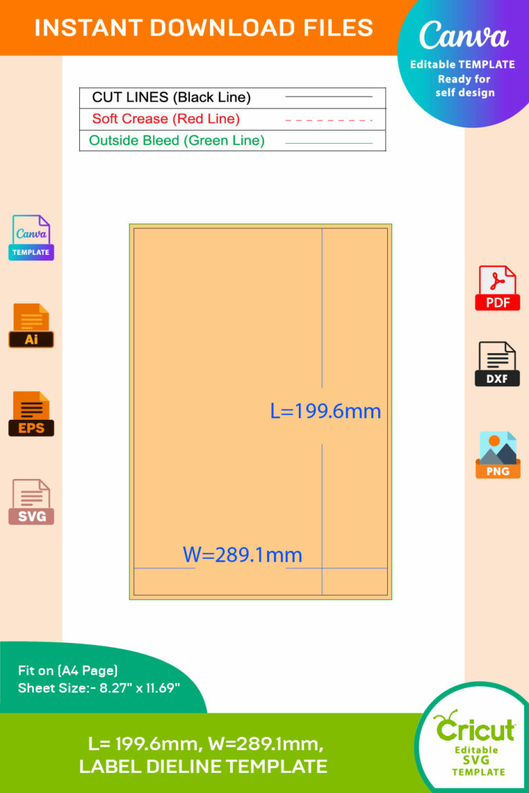 1 Adhesive Address Label Dieline Template In A4 Sheet - MasterBundles