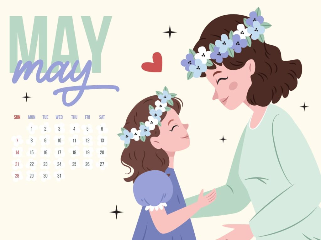 Free May Calendar Mother's Day – MasterBundles