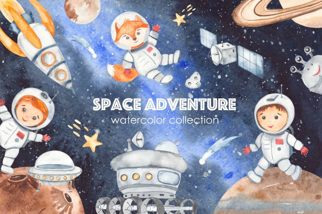 Space adventure watercolor – MasterBundles