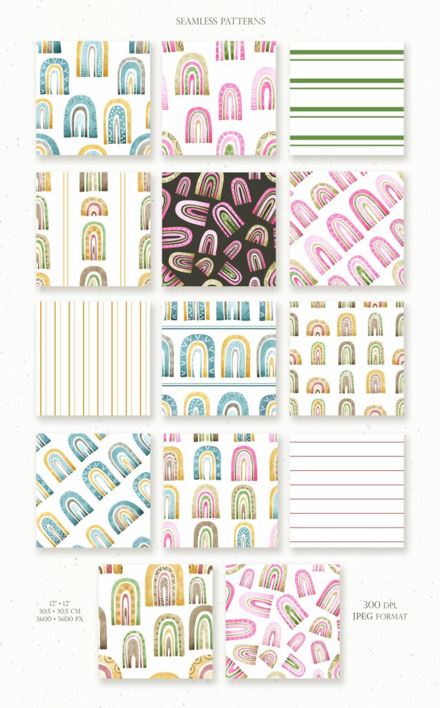 Watercolor Boho Rainbows Set – MasterBundles