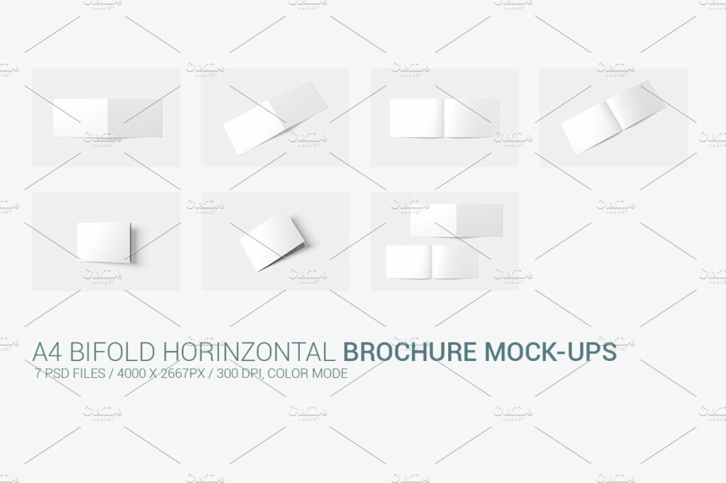 A4 Bifold Horizontal Brochure MockUp – MasterBundles