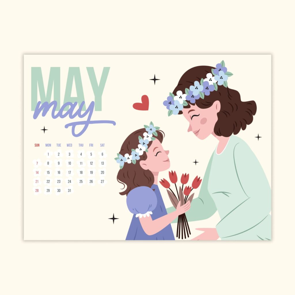 Free May Calendar Mother's Day – MasterBundles