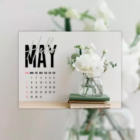 Free Minimal Floral May Calendar – MasterBundles