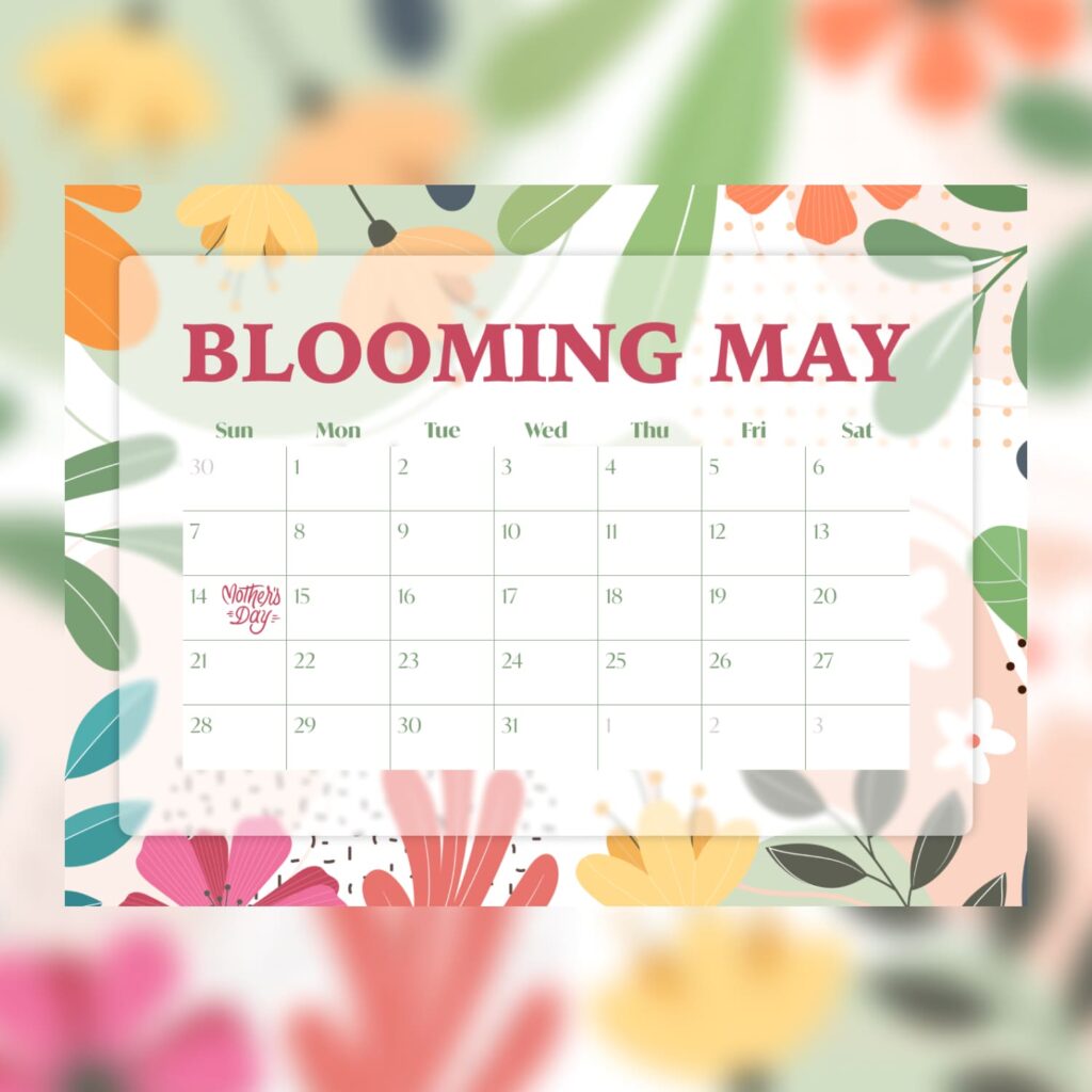 Free Blooming May Calendar – MasterBundles
