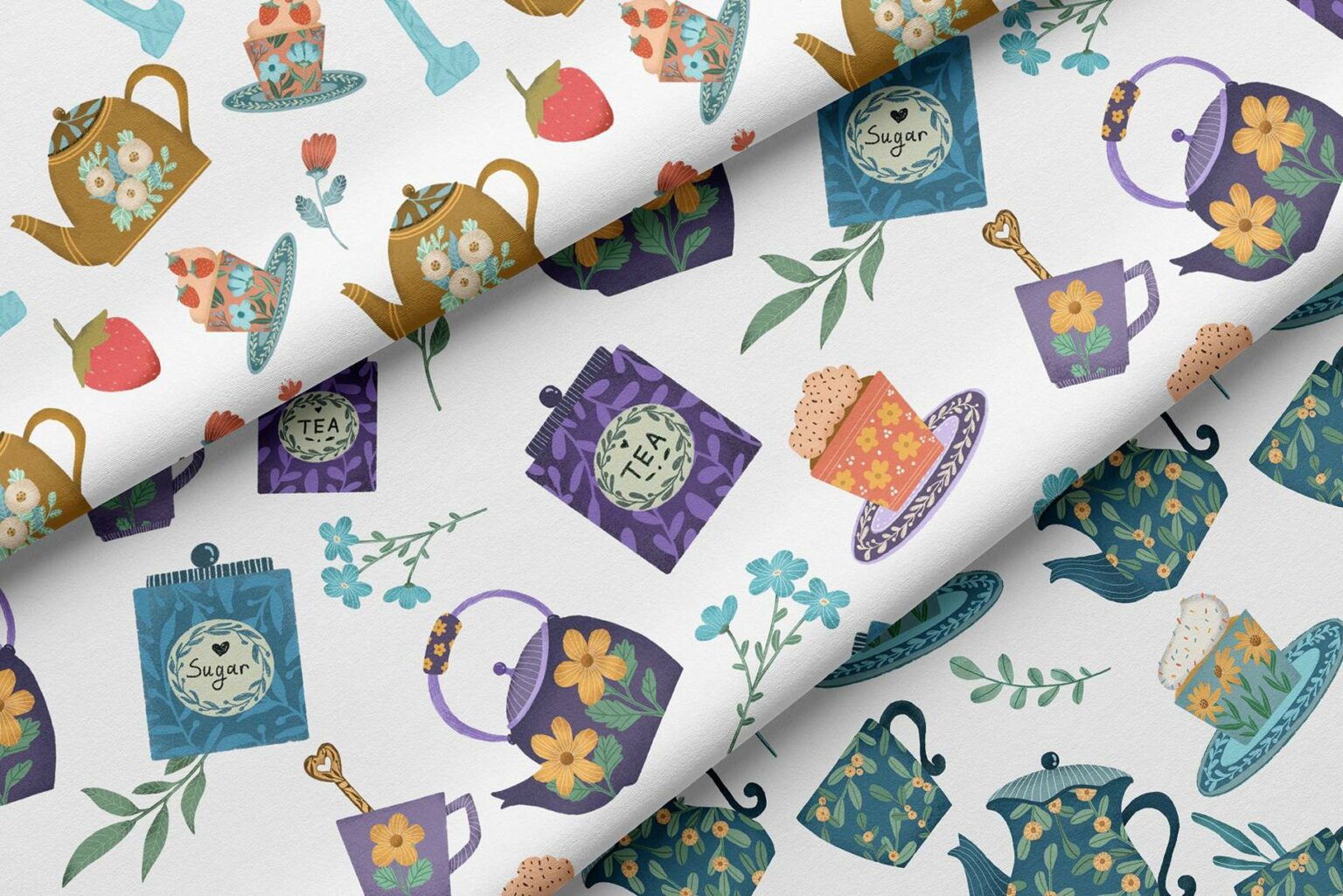 Morning tea clipart, patterns, premade posters set - MasterBundles