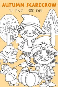Autumn Farm Scarecrow Season Weather Leaves Tree - MasterBundles