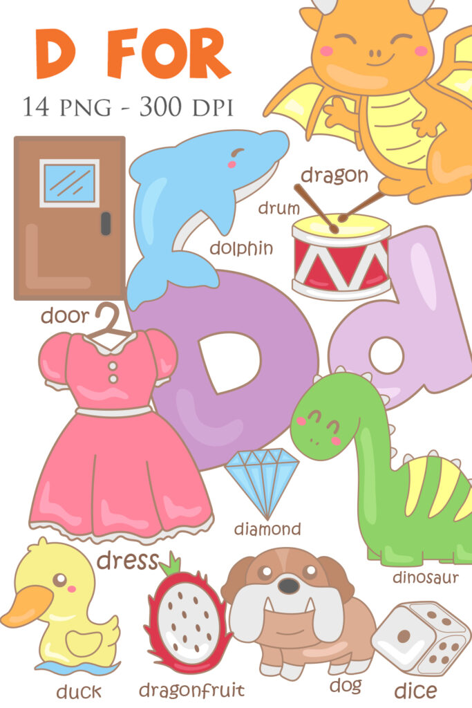 Alphabet D For Vocabulary School - MasterBundles