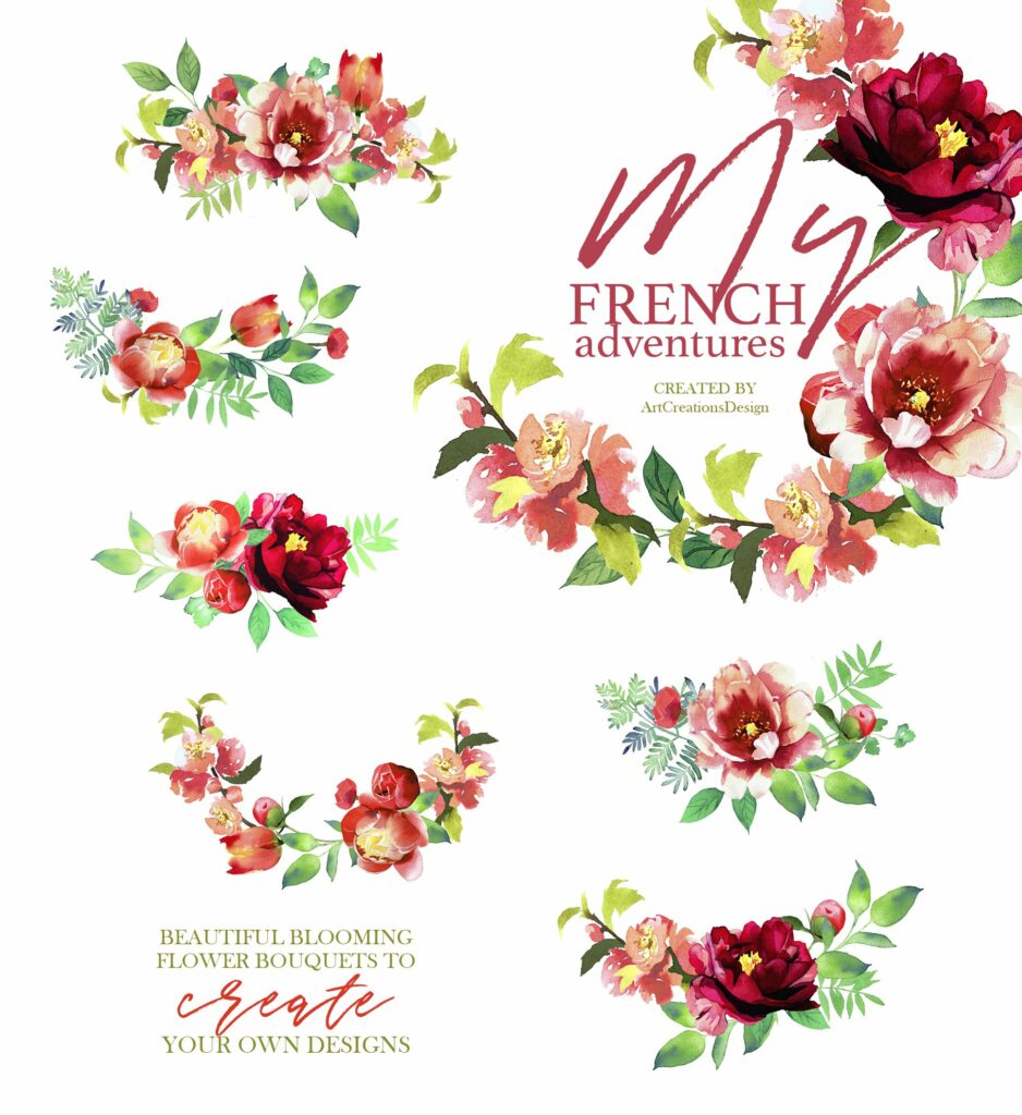 Watercolor French Adventures Clipart – MasterBundles