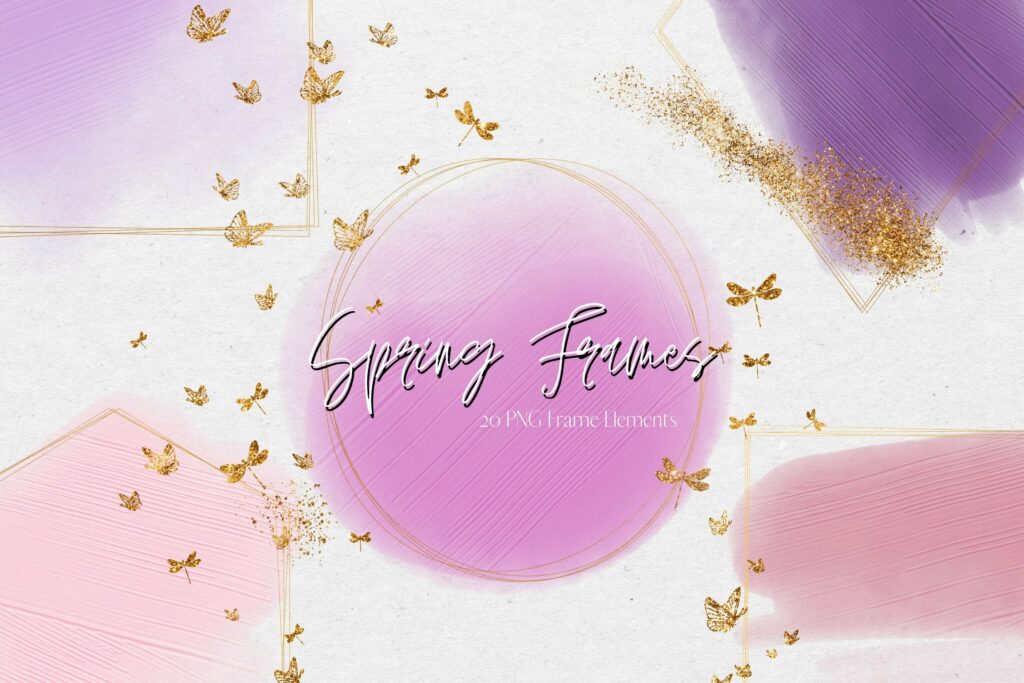 Butterfly and Dragonfly Gold Frames – MasterBundles