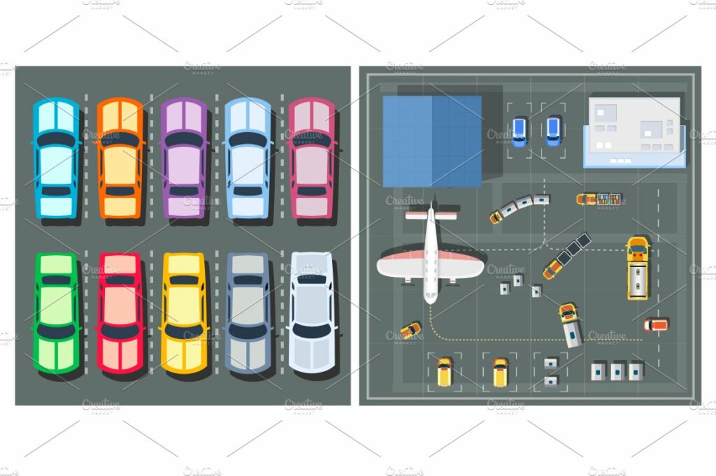 Bundle set traffic car top view city – MasterBundles