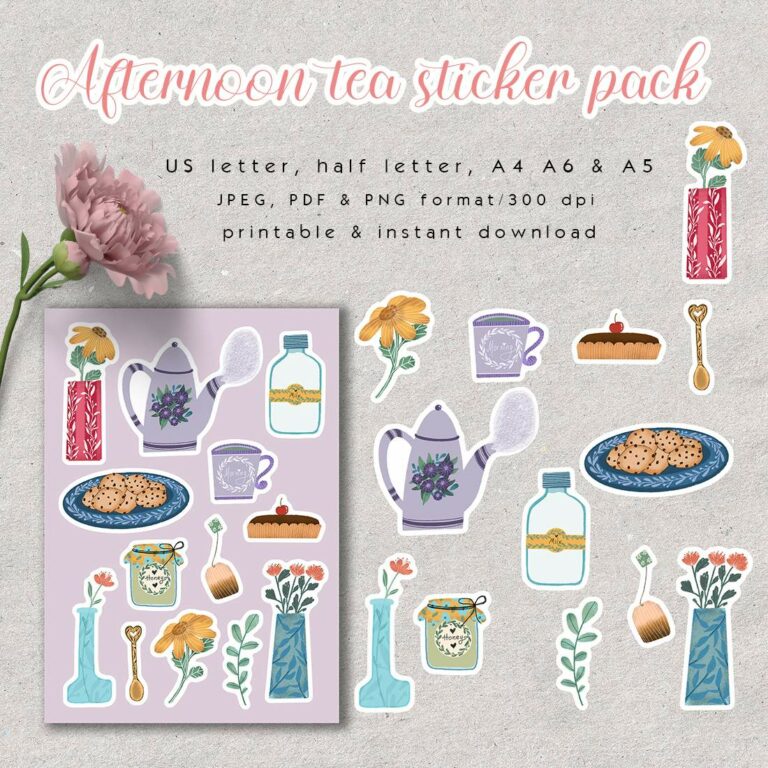 Afternoon tea sticker pack - MasterBundles