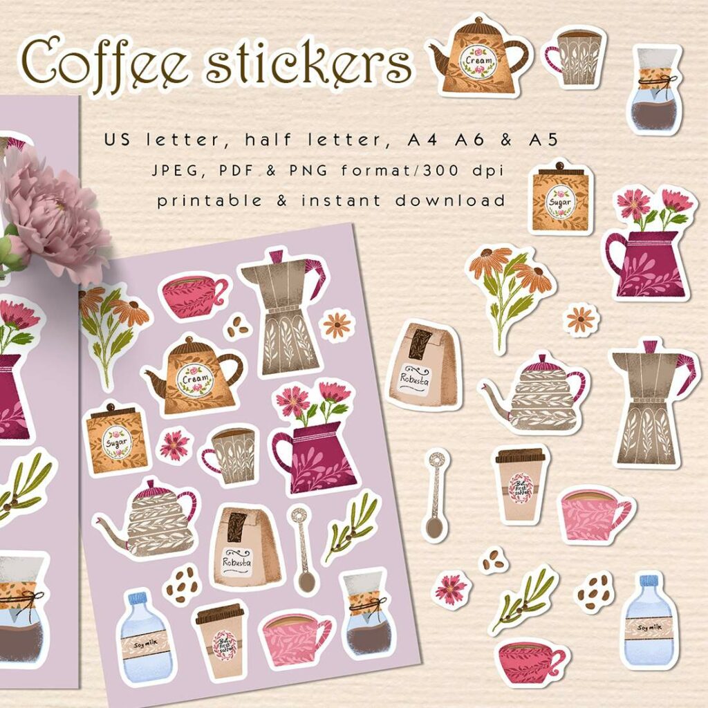 Coffee aesthetic sticker pack - MasterBundles