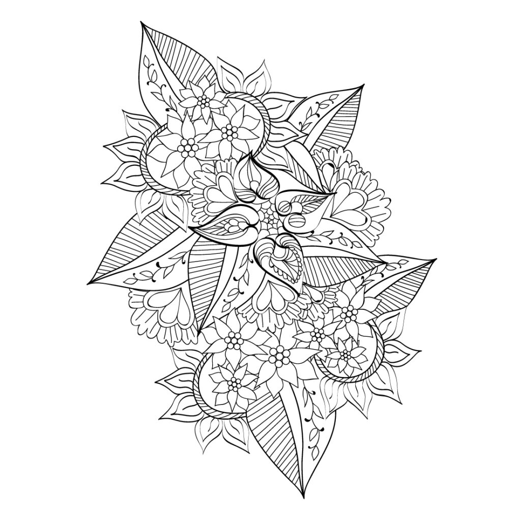 Doodle flower line art, floral illustration, pencil art, decorative ...