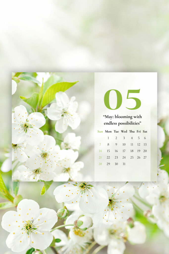 Free Cherry Blossom May Calendar – MasterBundles