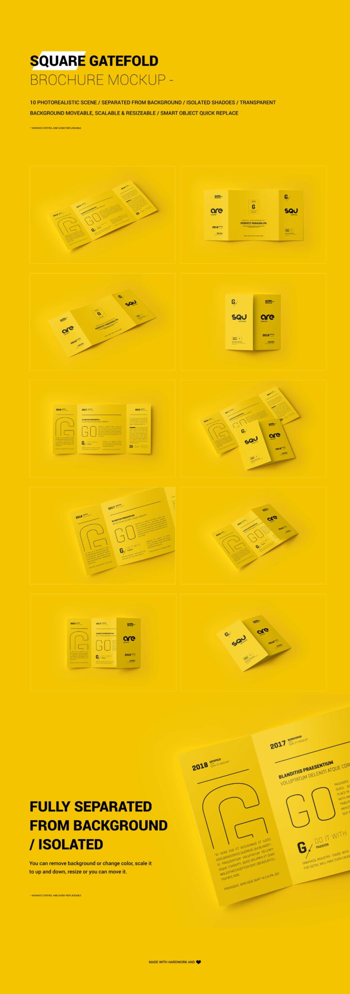 Square Gatefold Brochure Mockup – MasterBundles