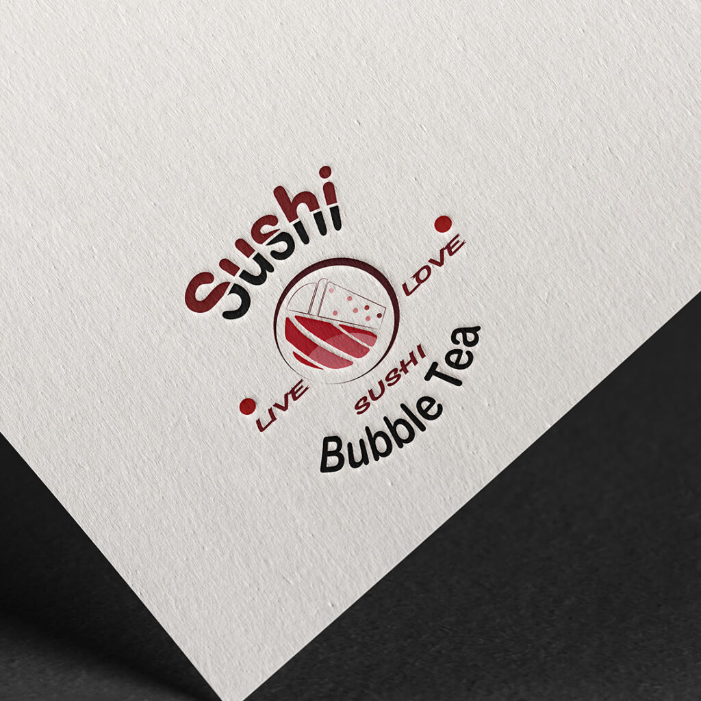 sushi restaurant logo and tea bubble vector - MasterBundles