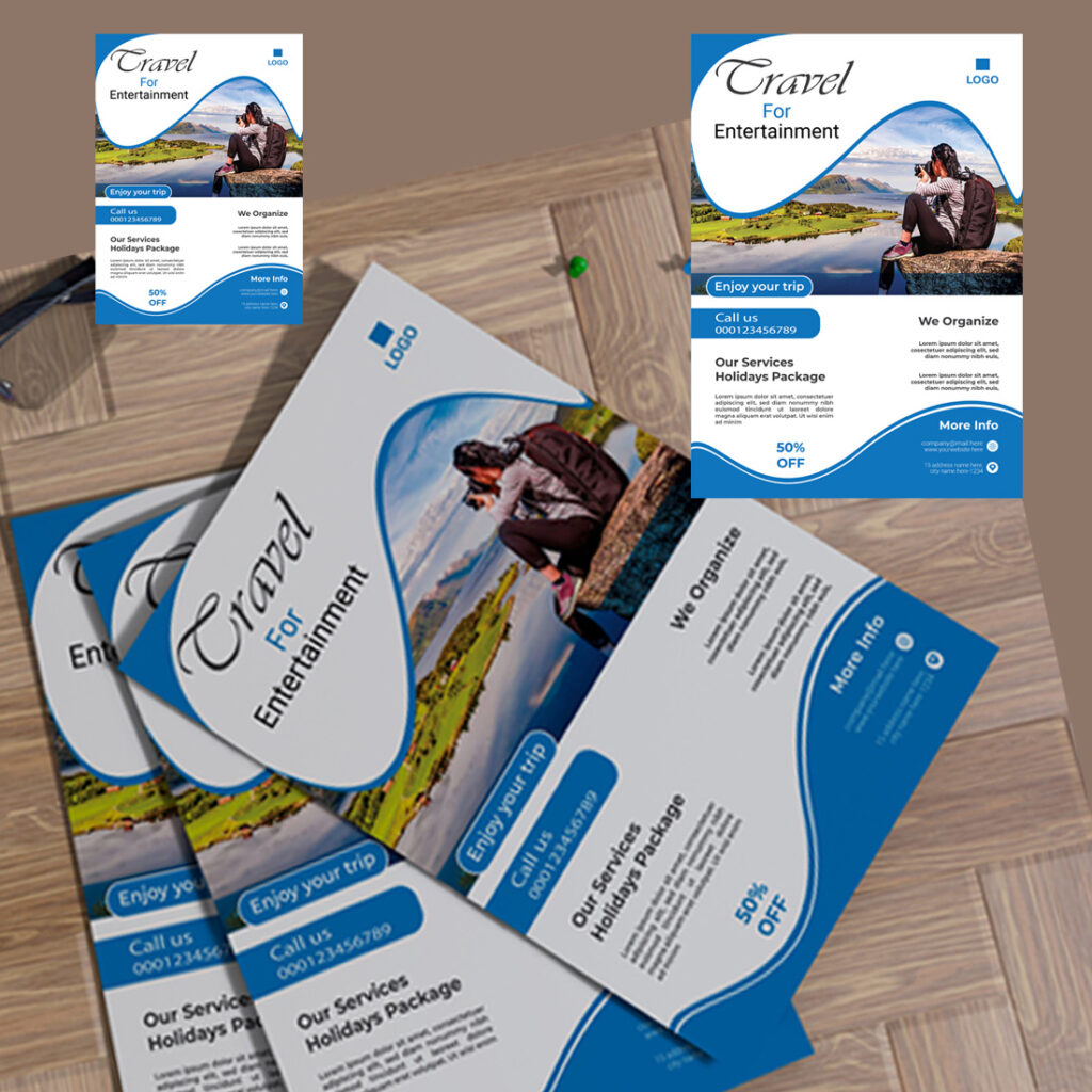 Travel flyer Design Template Editable 3 Color Variants vol-2 ...