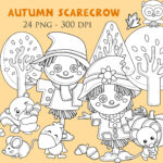Autumn Farm Scarecrow Season Weather Leaves Tree - MasterBundles