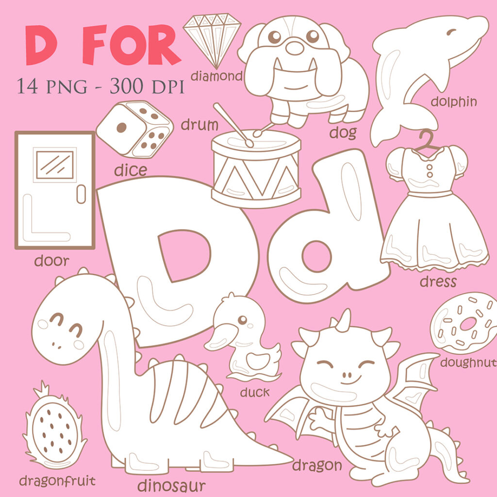 Alphabet D For Vocabulary School - MasterBundles