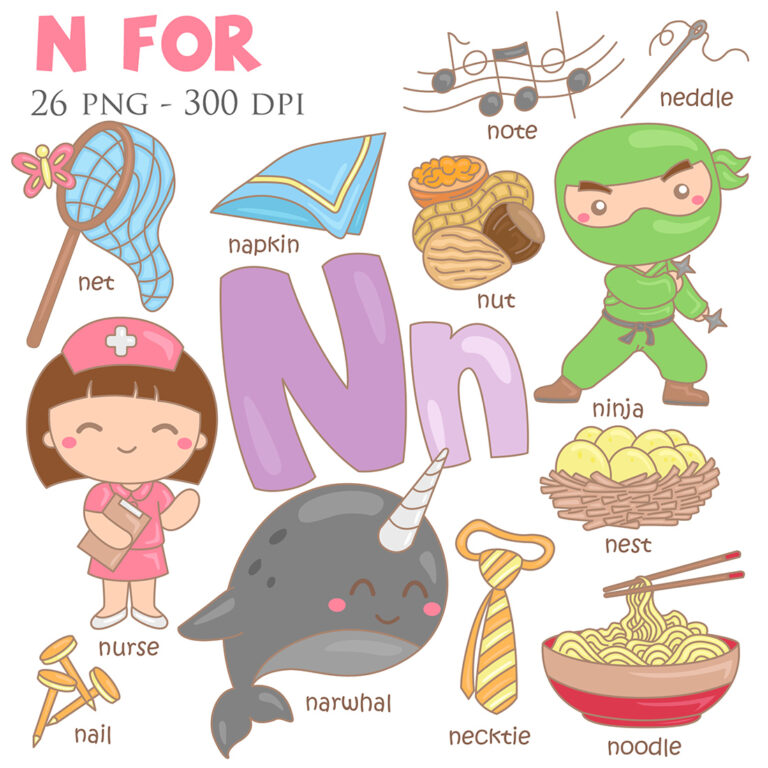 Alphabet N For Vocabulary School Letter Reading Writing Font Study ...