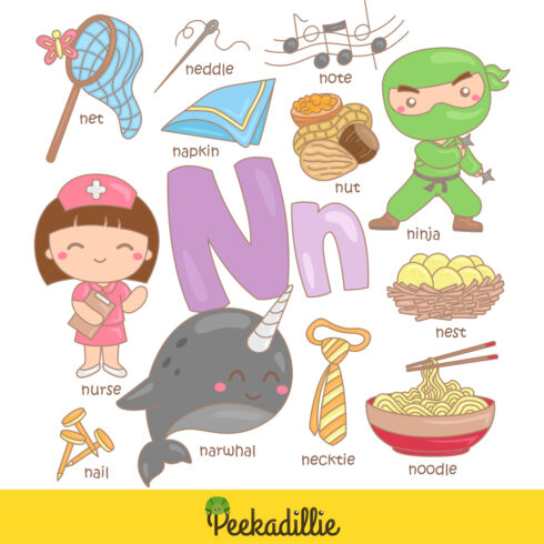 Alphabet N For Vocabulary School Letter Reading Writing Font Study ...