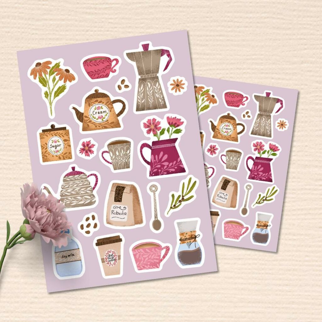 Coffee aesthetic sticker pack - MasterBundles