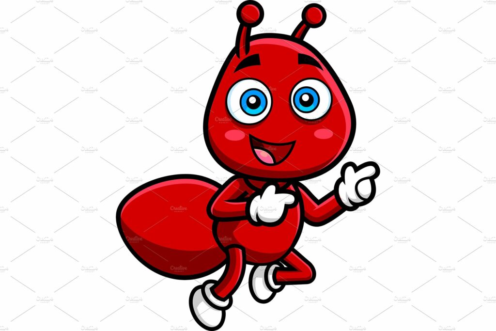 Cute Ant Cartoon Character Pointing – MasterBundles