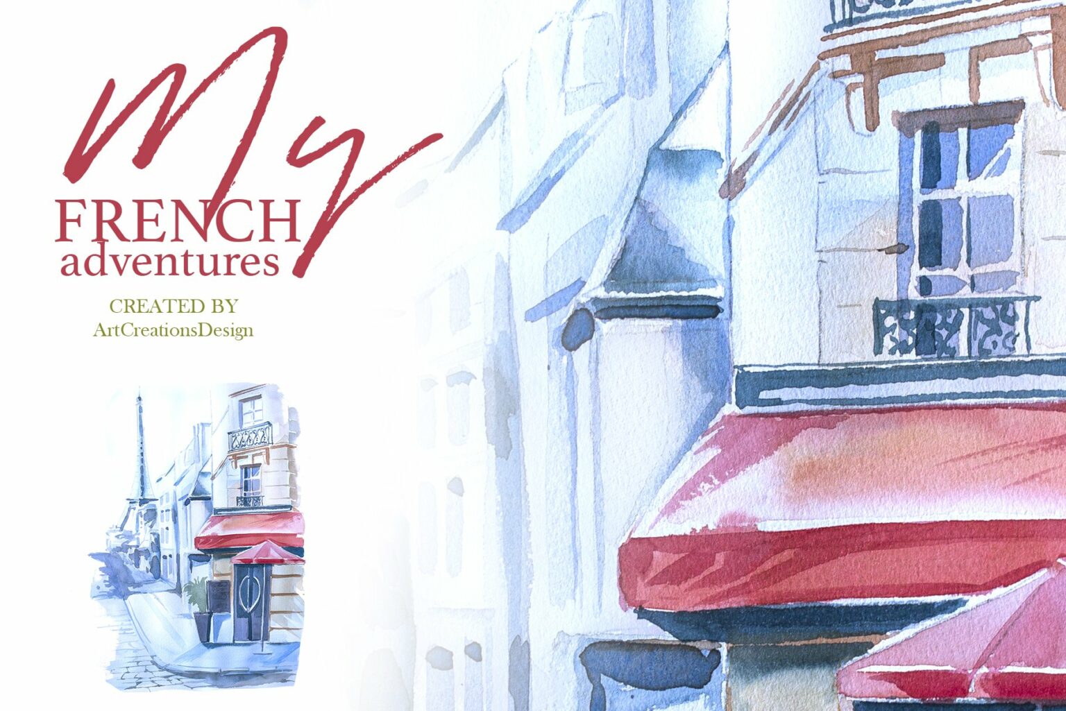 Watercolor French Adventures Clipart – MasterBundles