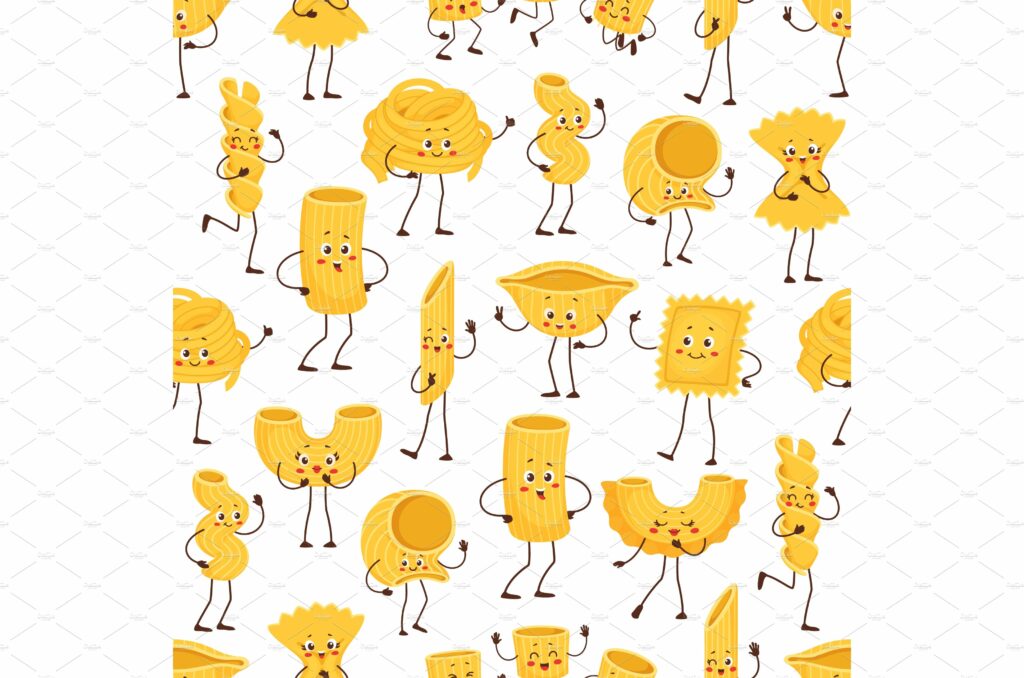 Cartoon pasta characters pattern – MasterBundles