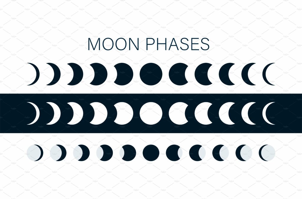 Moon phases astronomy icon set – MasterBundles