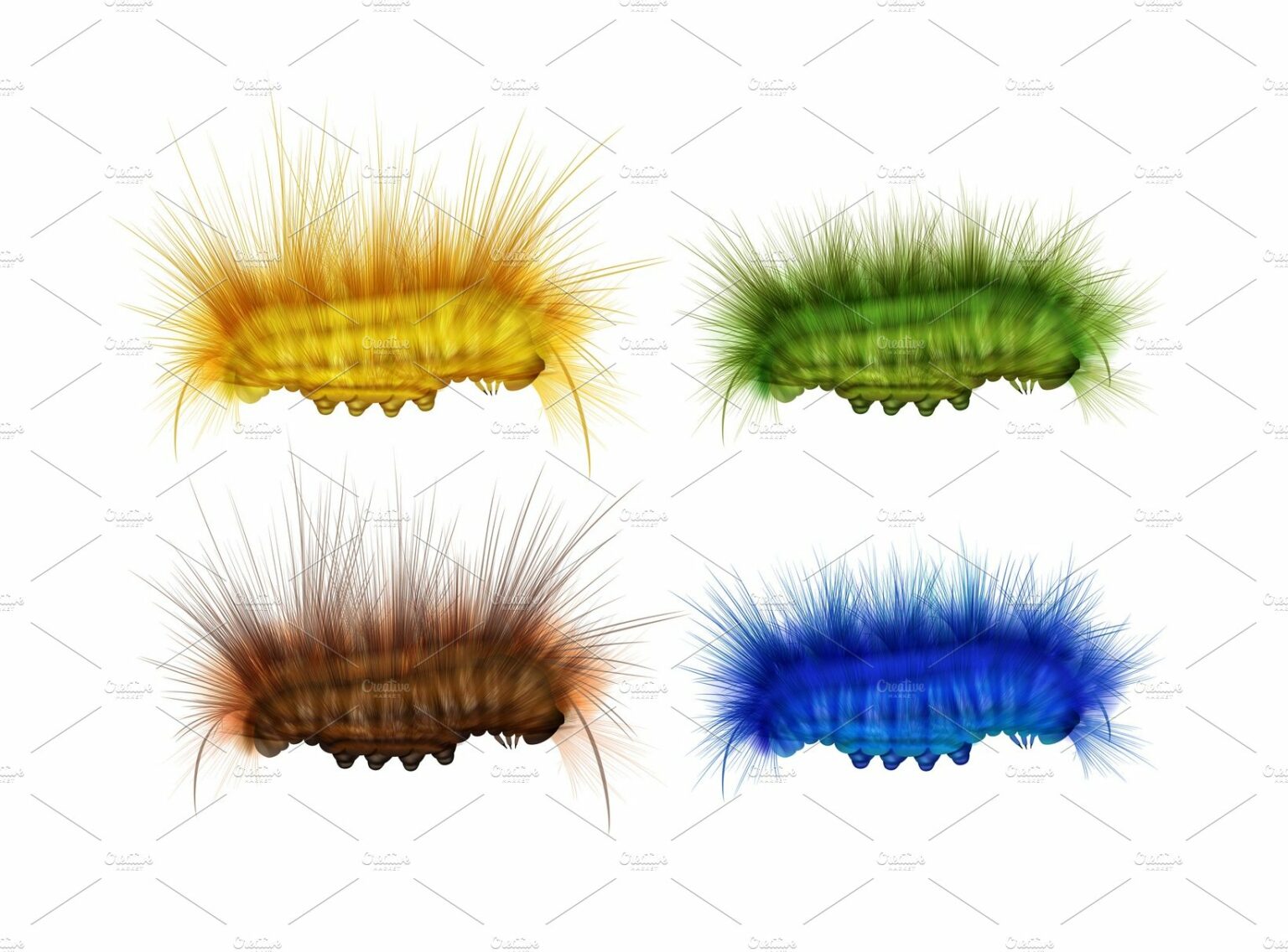 Different colorful caterpillars – MasterBundles